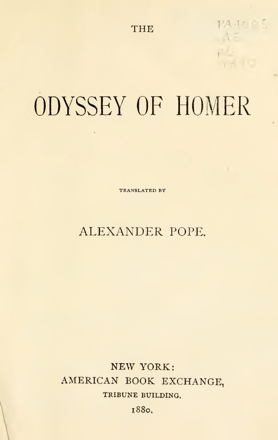 The Odyssey of Homer – Alexander Pope – Athena Library